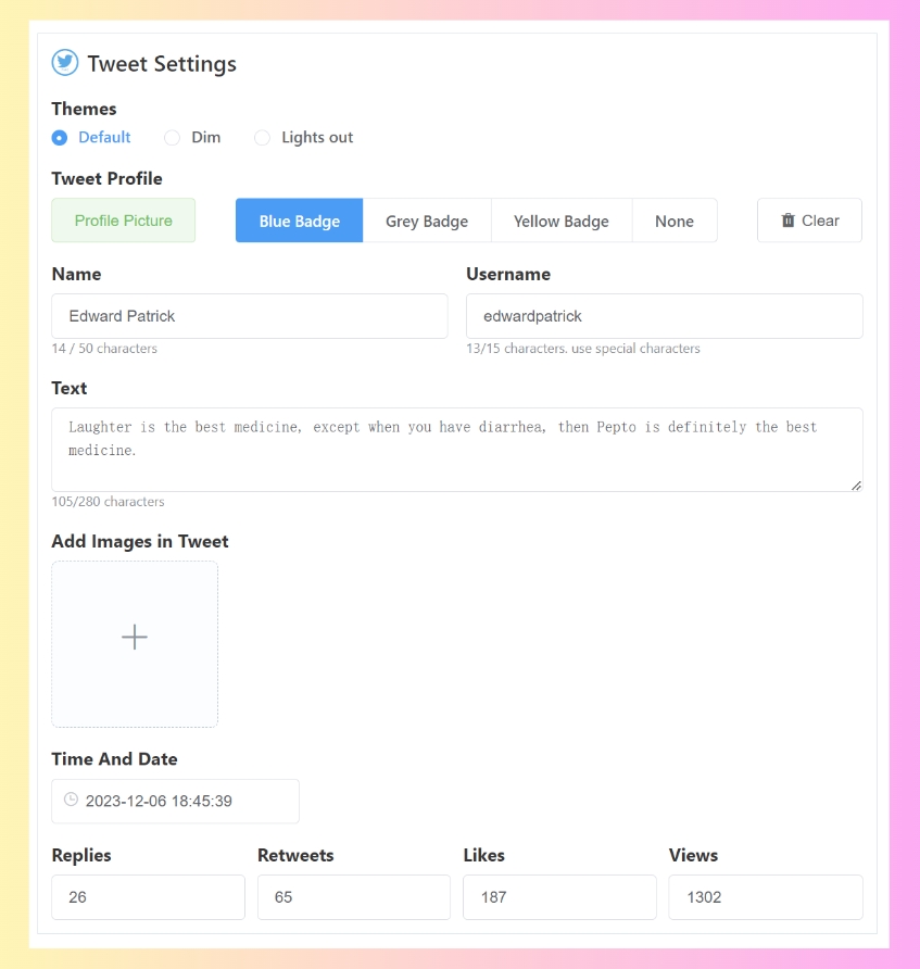 Fake Tweet Generator