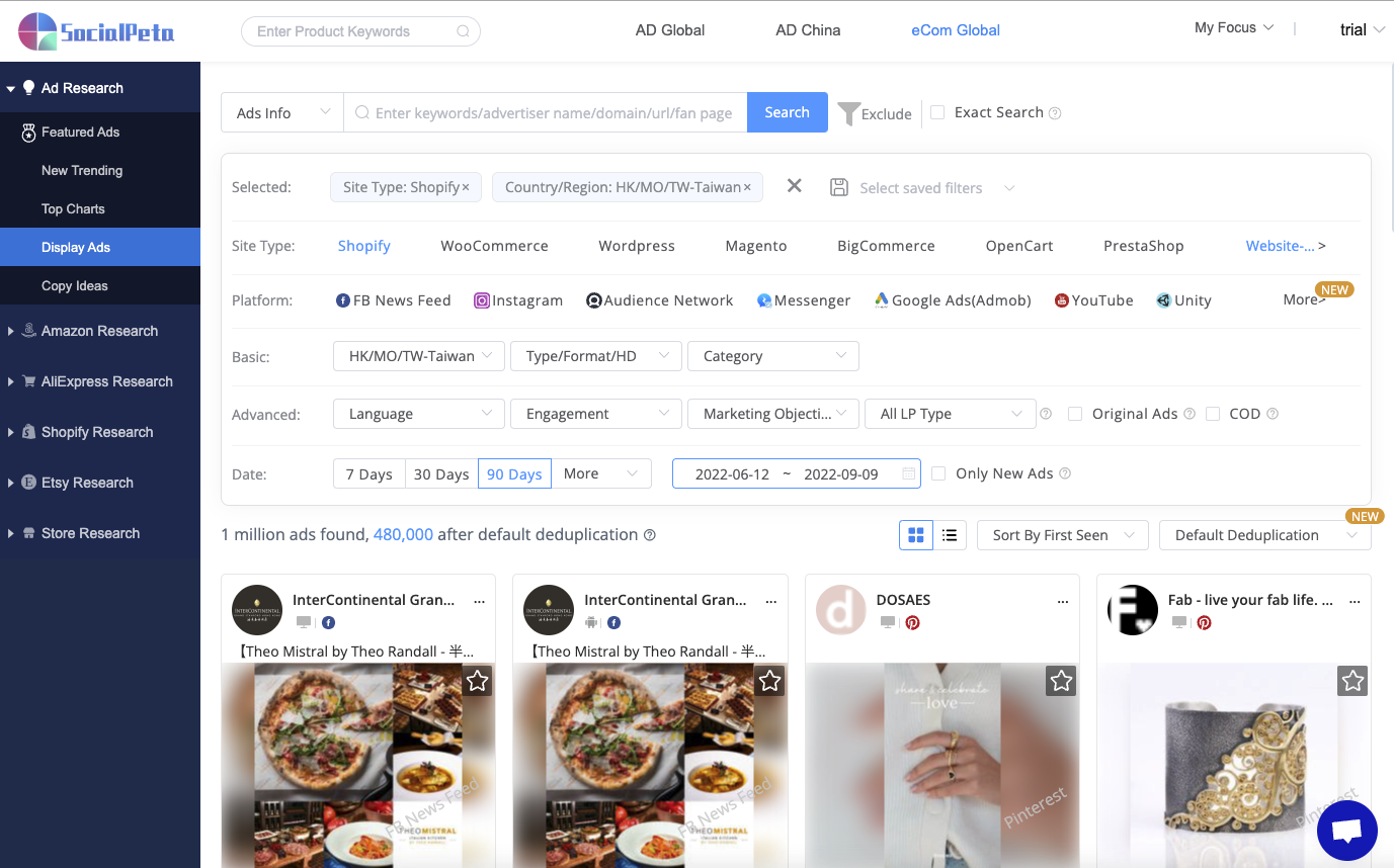 Momomedia Enhances Ad Creative Efficiency with the eCom Global Ad Research Feature of SocialPeta