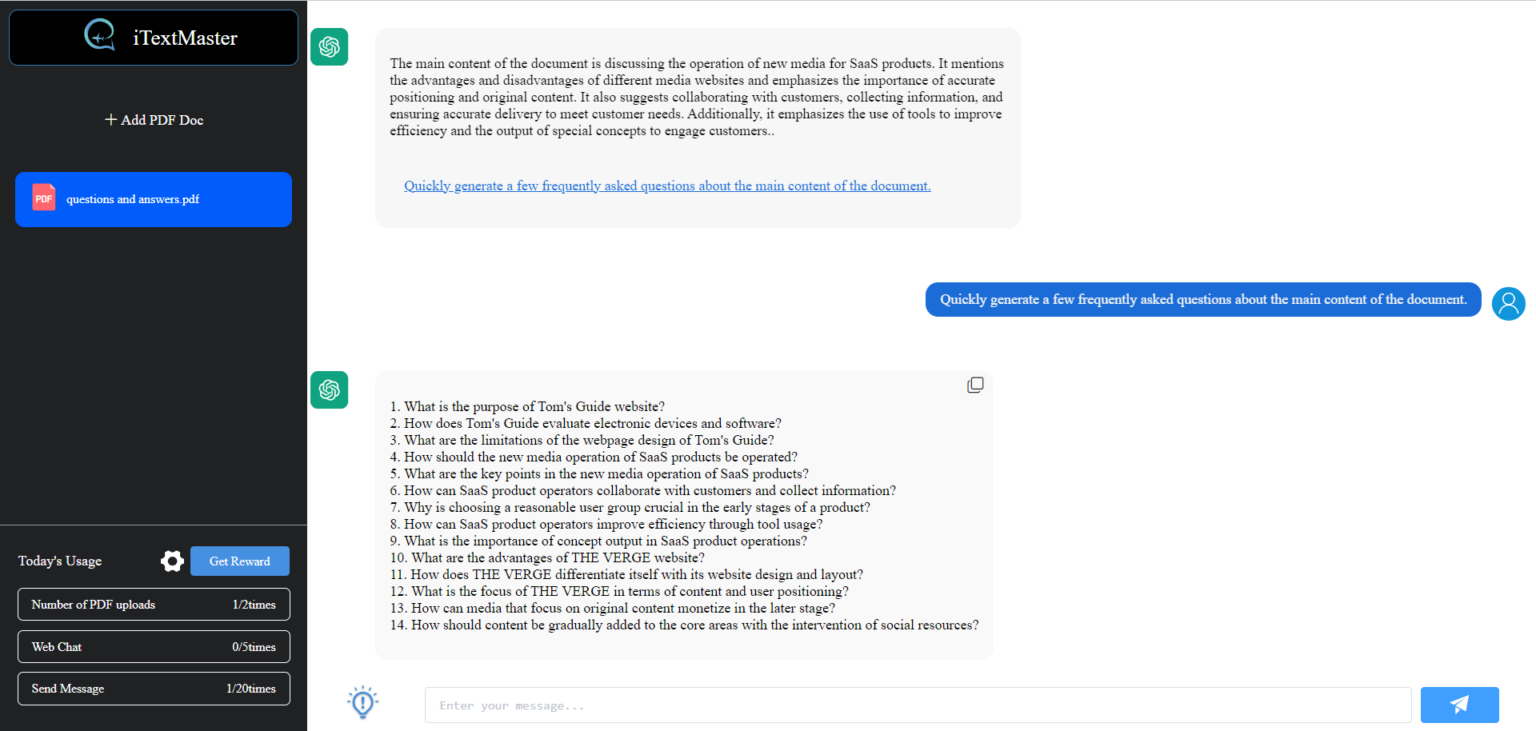 iTextMaster - AI driven text analysis, summarization, and chat tools