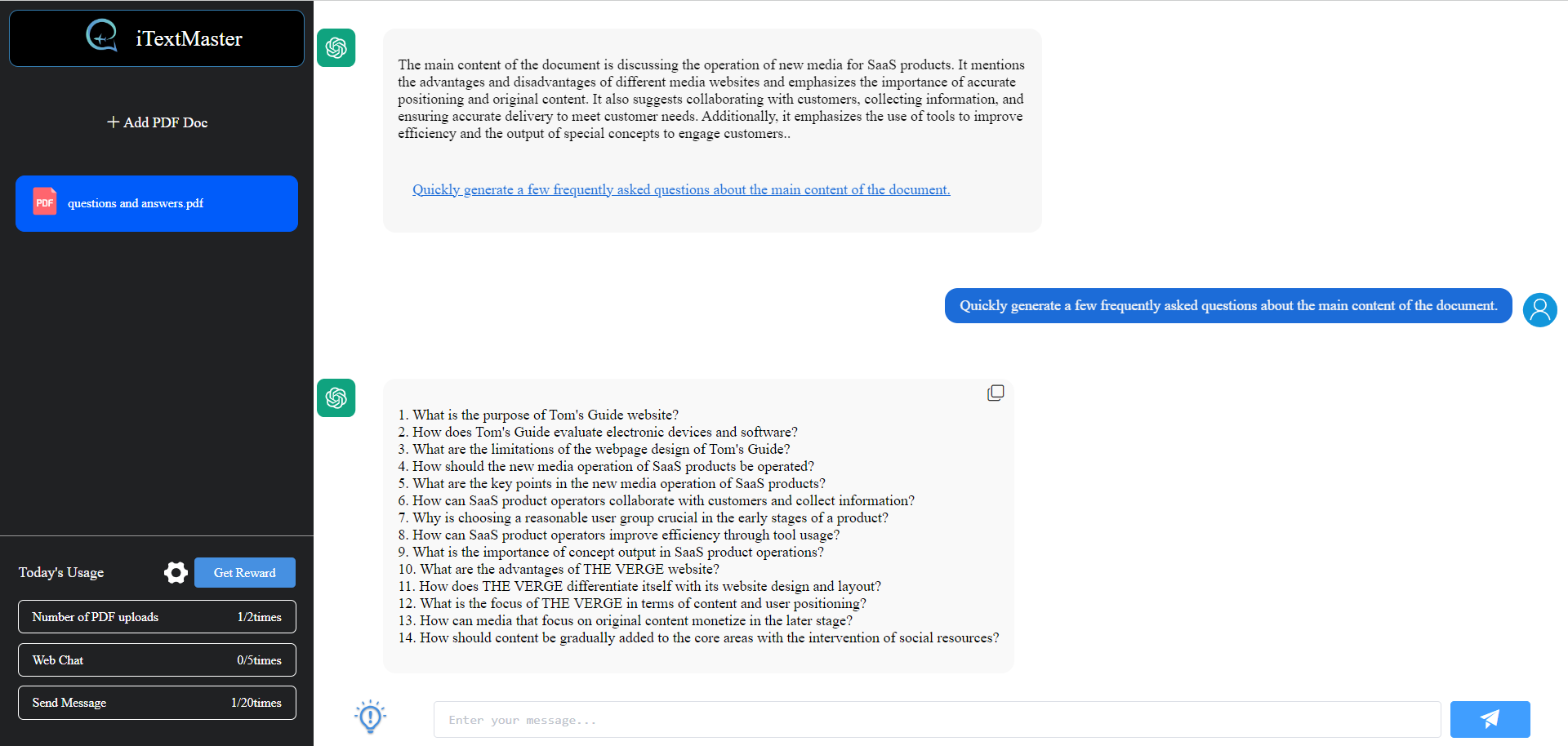 iTextMaster - AI driven text analysis, summarization, and chat tools